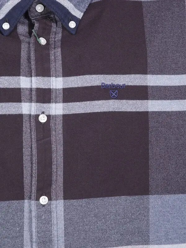 Barbour Check Cotton Long-sleeve Shirt With A Button-down Collar - Blue