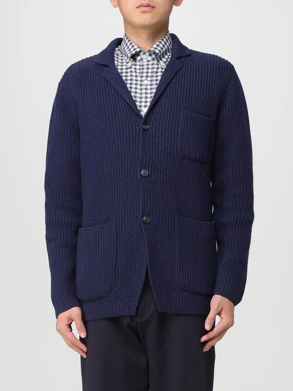 FAY Ribbed Knit Cardigan - Blue