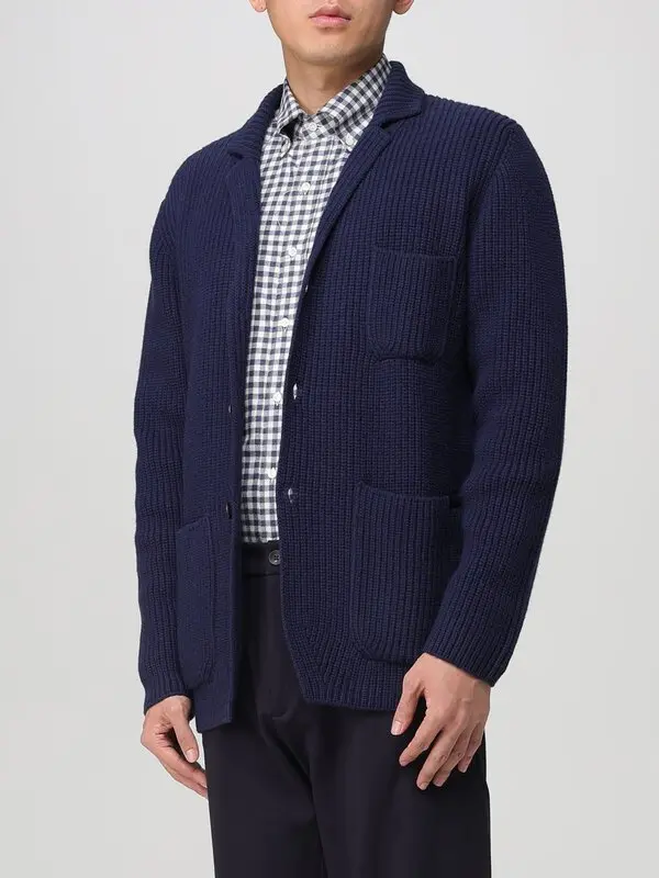 FAY Ribbed Knit Cardigan - Blue