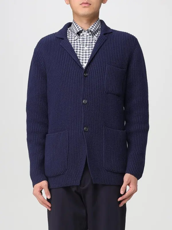 FAY Ribbed Knit Cardigan - Blue
