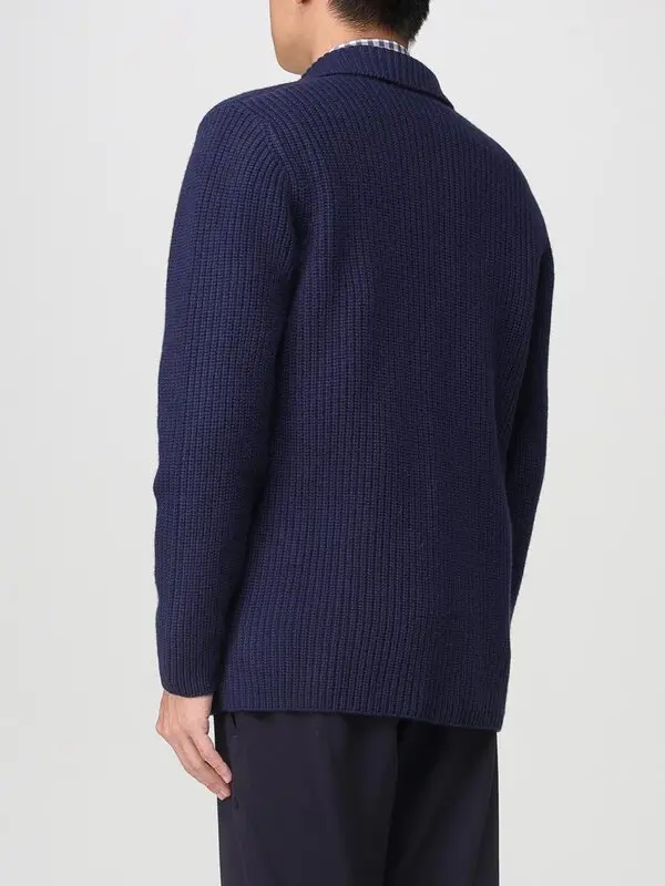FAY Ribbed Knit Cardigan - Blue