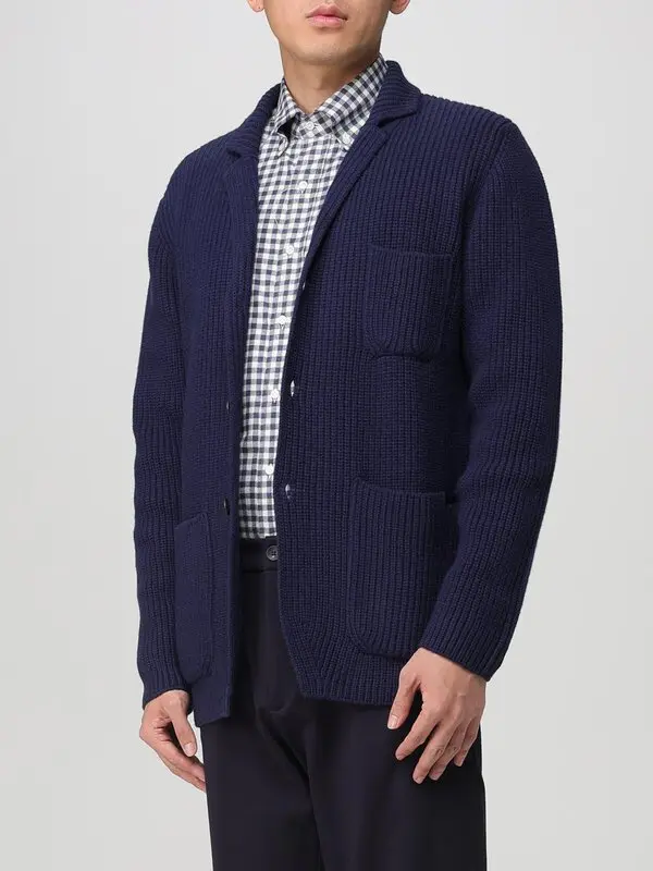 FAY Ribbed Knit Cardigan - Blue