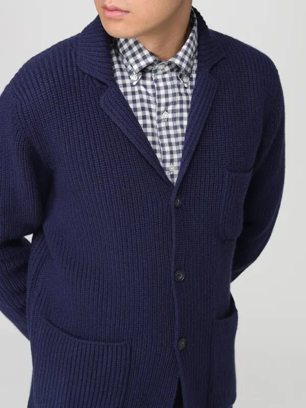 FAY Ribbed Knit Cardigan - Blue