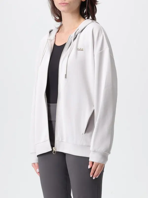 EA7 Zip-up Hoodie With Logo Detail - Ice