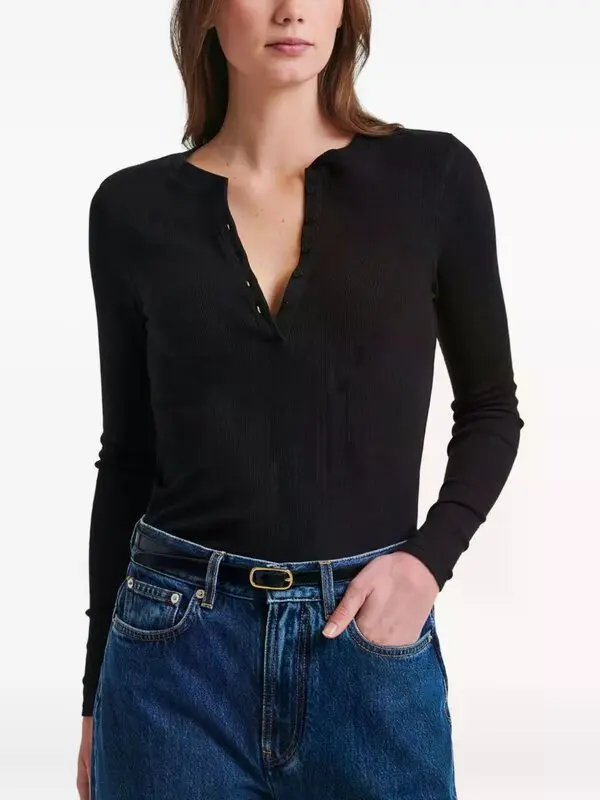 PATRICK ASSARAF Henley Ribbed Top