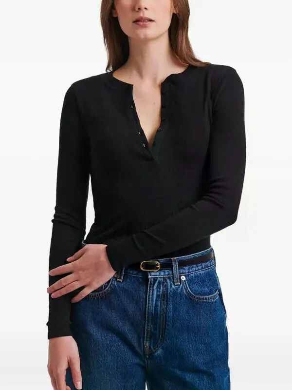 PATRICK ASSARAF Henley Ribbed Top