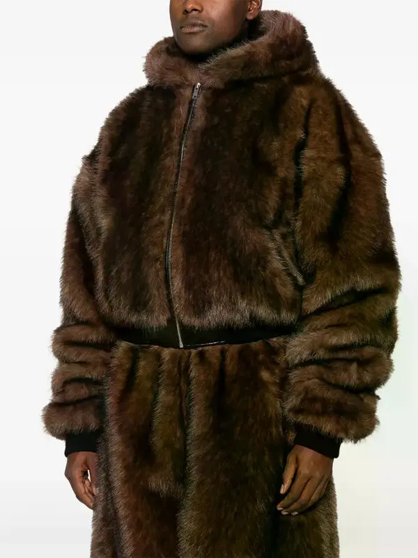 LỰU ĐẠN Hooded Faux-fur Jacket