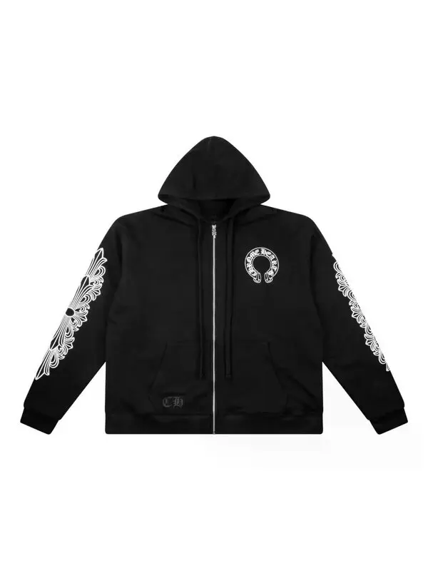 Chrome Hearts Horseshoe-print Zip-up Hoodie - Black