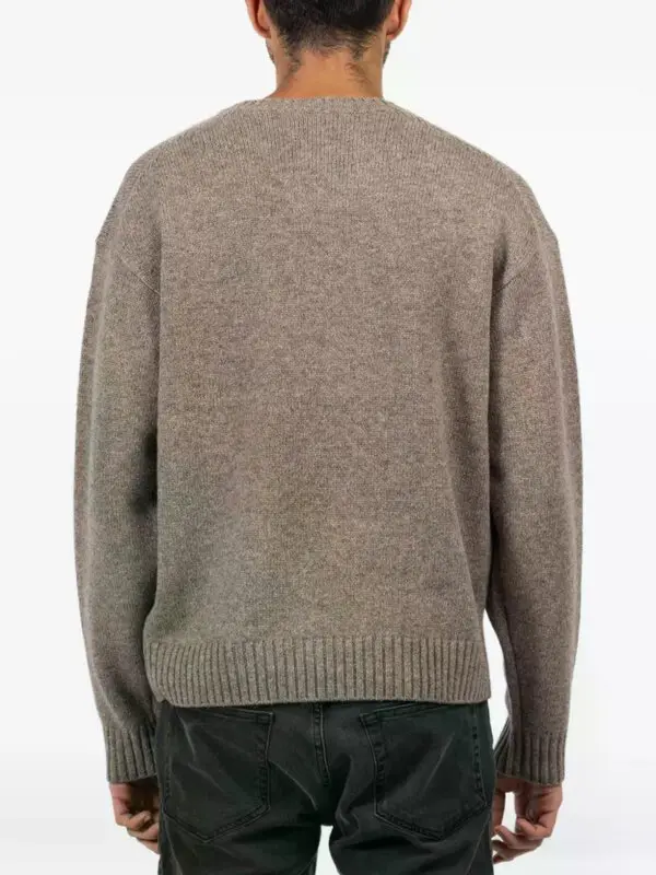 FRAME Ribbed Knit Crewneck Sweater - Brown