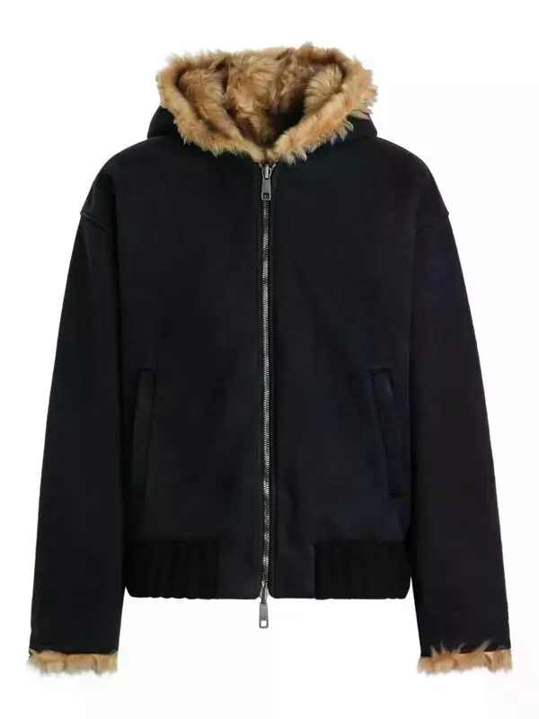 Dolce & Gabbana Faux-Fur Reversible Hooded Jacket - Black