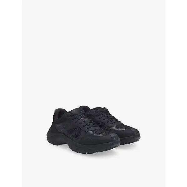 Hugo Brand-debossed Mesh And Faux-leather Low-top Trainers
