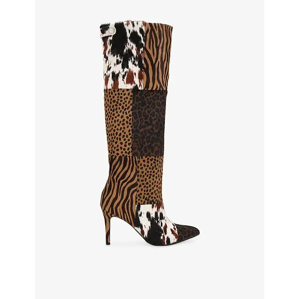 Carvela Animal-print Leather Knee-high Stiletto Boots
