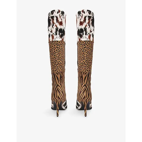 Carvela Animal-print Leather Knee-high Stiletto Boots