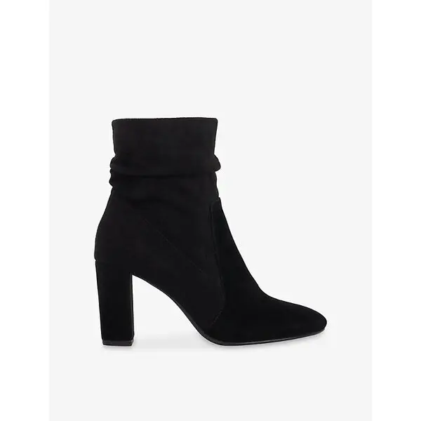 DUNE Ruched Suede Heeled Ankle Boots