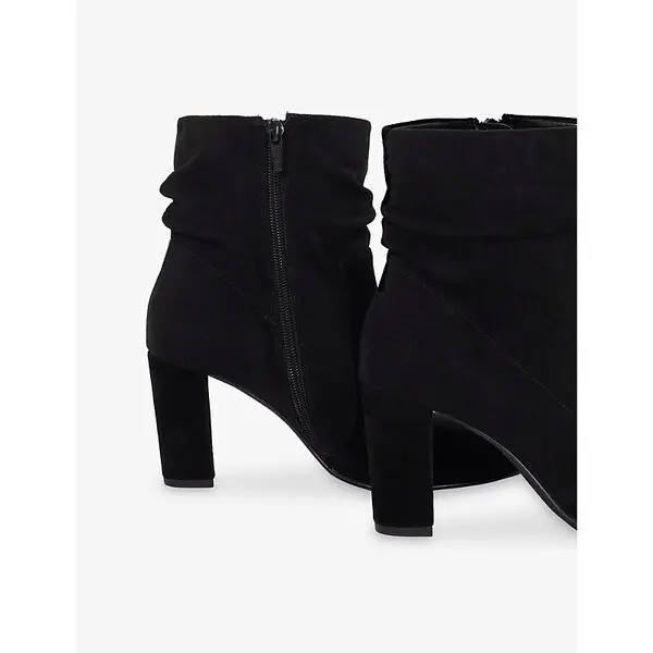 DUNE Ruched Suede Heeled Ankle Boots