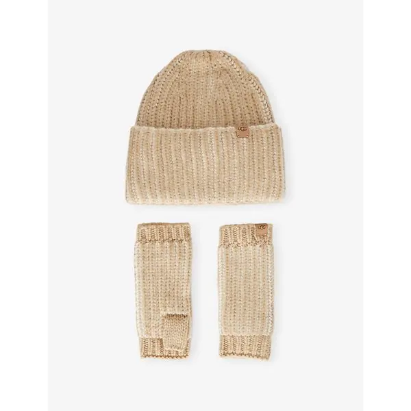 UGG Knitted Gloves And Beanie Set - Cream Multi