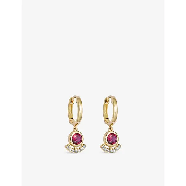 Astley Clarke Icon Ruby And Lab-grown Diamond Drop Huggie Earrings - Gold