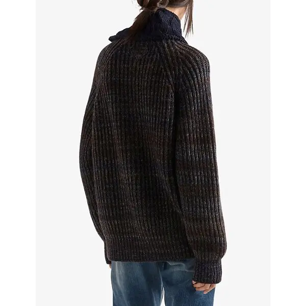 Prada Oversized Fit Ribbed-knit Wool And Cashmere-blend Cardigan