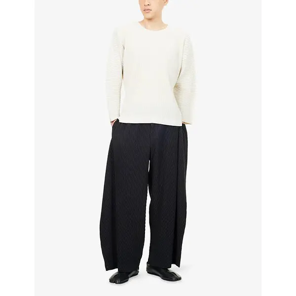 Issey Miyake Angular Stone Wide-leg Knitted Trousers