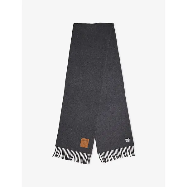 GANNI Brand-patch Wool Scarf - Paloma Melange