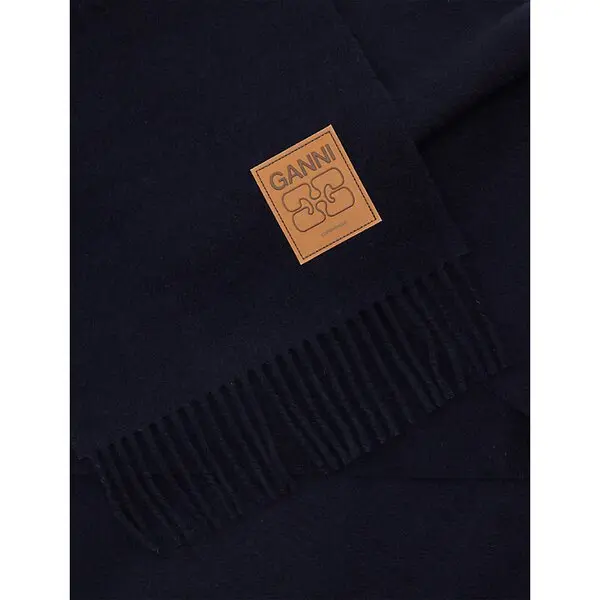 GANNI Brand-patch Wool Scarf