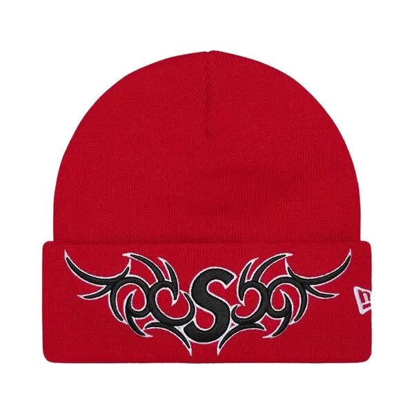 Supreme New Era Tribal S Logo Beanie - Red