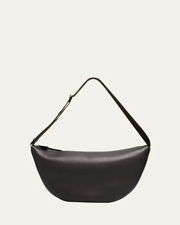 THE ROW Crescent Leather Crossbody Bag - Dark Brown