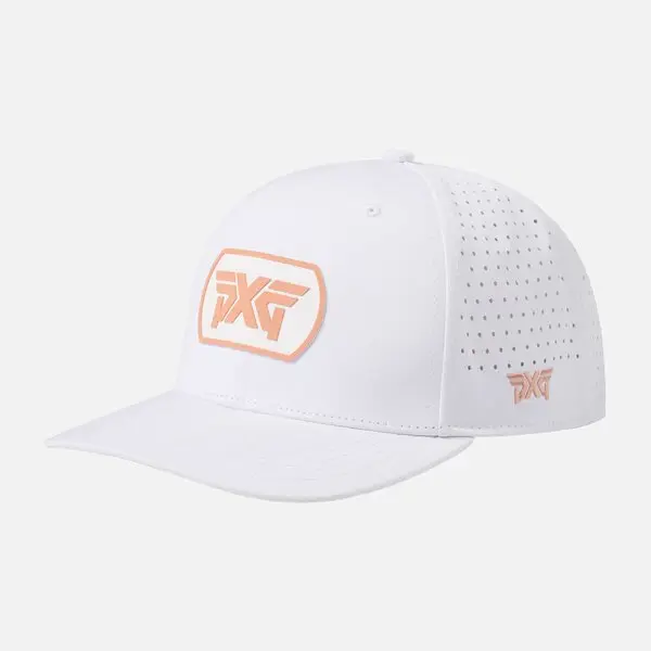 PXG 6 Panel Dog Tag Structured Low Crown Snapback Hat - White/toast