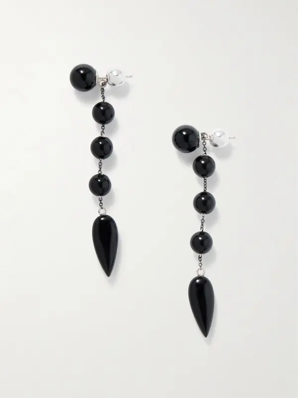 SOPHIE BUHAI Small Phoenician Silver And Onyx Earrings - Black