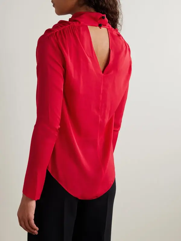 KALLMEYER Tabitha Draped Silk-georgette Blouse - Red