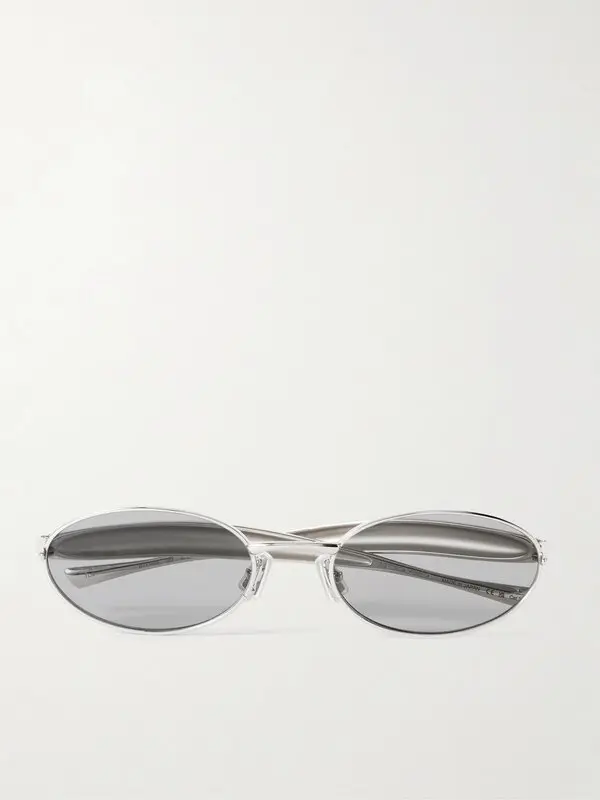 Bottega Veneta Sardine Oval-frame Sunglasses - Silver