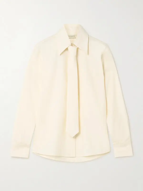 KALLMEYER Billie Tie-detailed Poplin Shirt - Neutrals