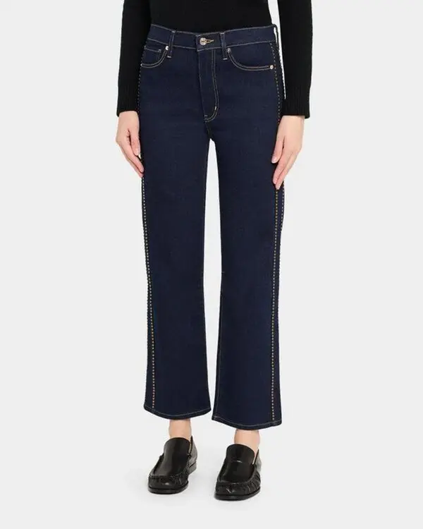 FRAME Le Sleek Straight Studded Jeans - Stargirl