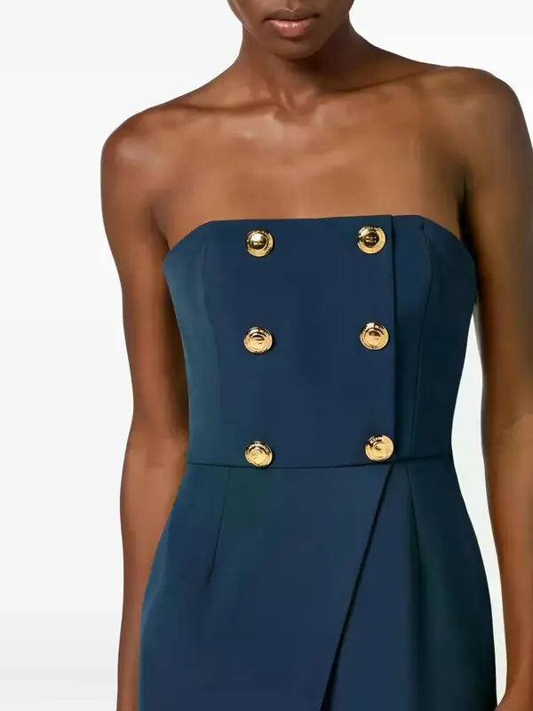 elisabetta franchi dress blue Elisabetta Franchi Ribbed Long-sleeve Mini Dress