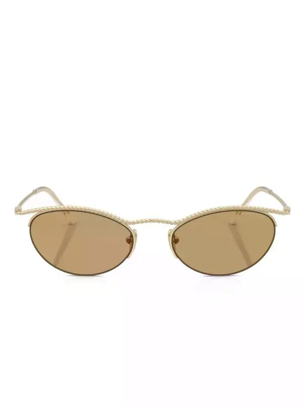 Giorgio Armani Rope-detailed Oval-frame Sunglasses - Gold