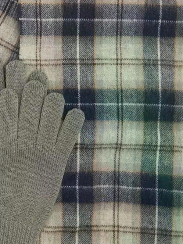 Barbour Plaid Gloves And Scarf Set