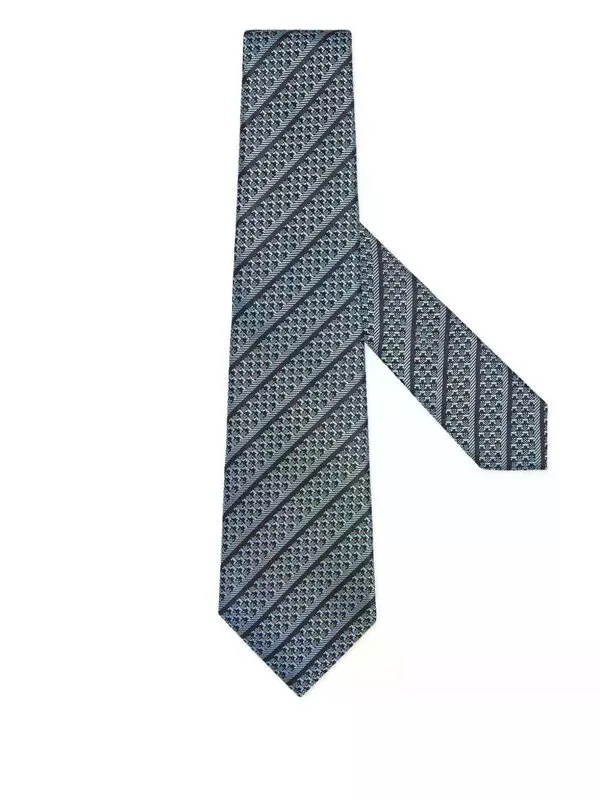 Zegna Geometric-pattern Silk Neck Tie - Blue
