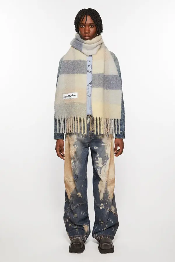 Acne Studios Mohair Checked Scarf - Vanilla,beige,lavender