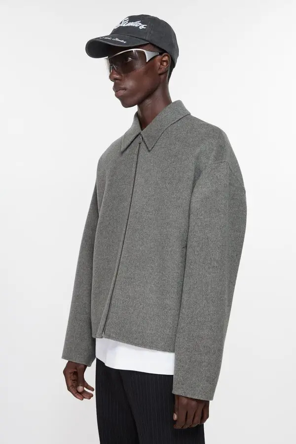Acne Studios Wool Zip-up Jacket - Grey Melange