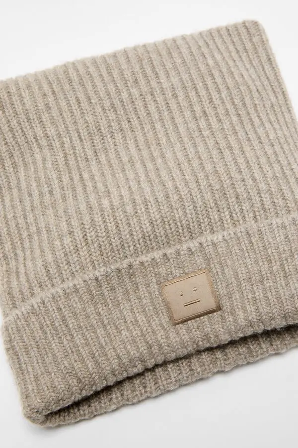 Acne Studios Face Patch Beanie - Greige Melange