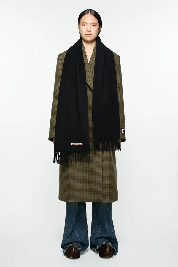 Acne Studios Cashmere Fringe Scarf Narrow - Black