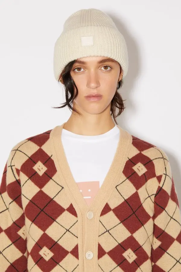 Acne Studios Face Logo Wool Beanie - Oatmeal Melange