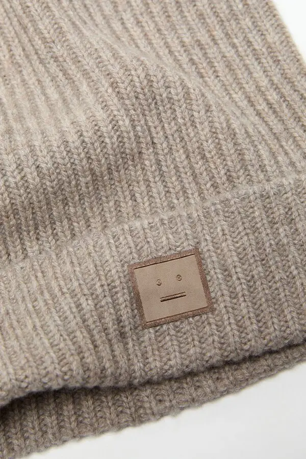 Acne Studios Face Logo Square Beanie - Greige Melange