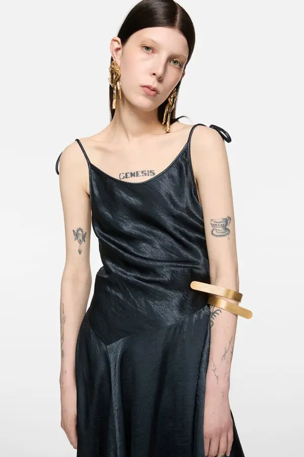 acne asymmetric dress Acne Studios Barrow Asymmetric Silk Crepe de Chine Dress main image 1