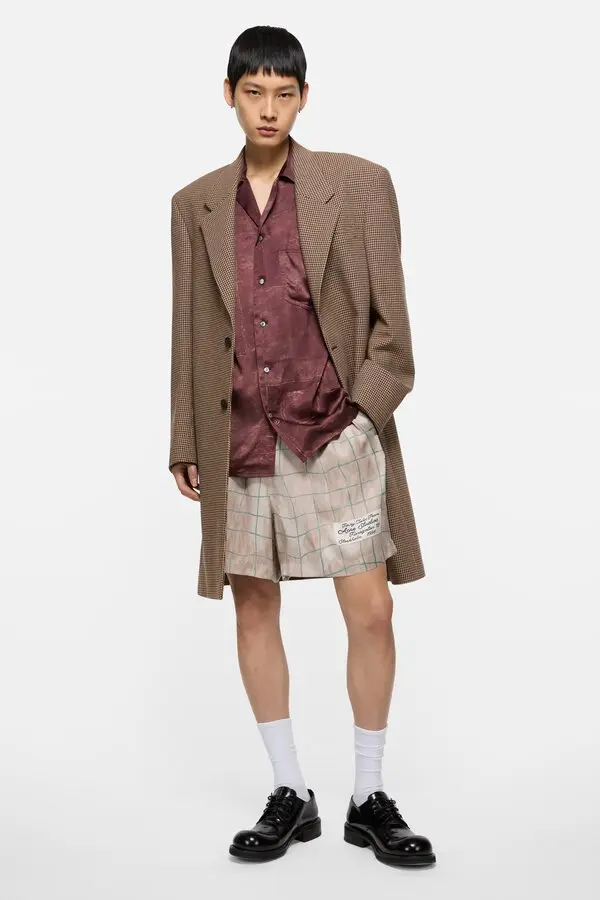 Acne Studios Single-breasted Houndstooth Wool Overcoat