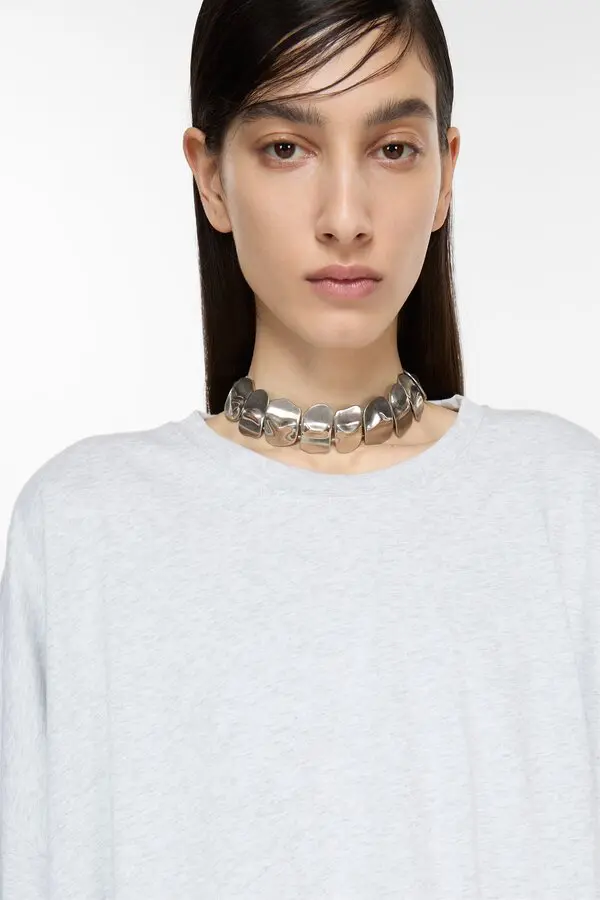 Acne Studios Brass Croco Scale Necklace - Silver