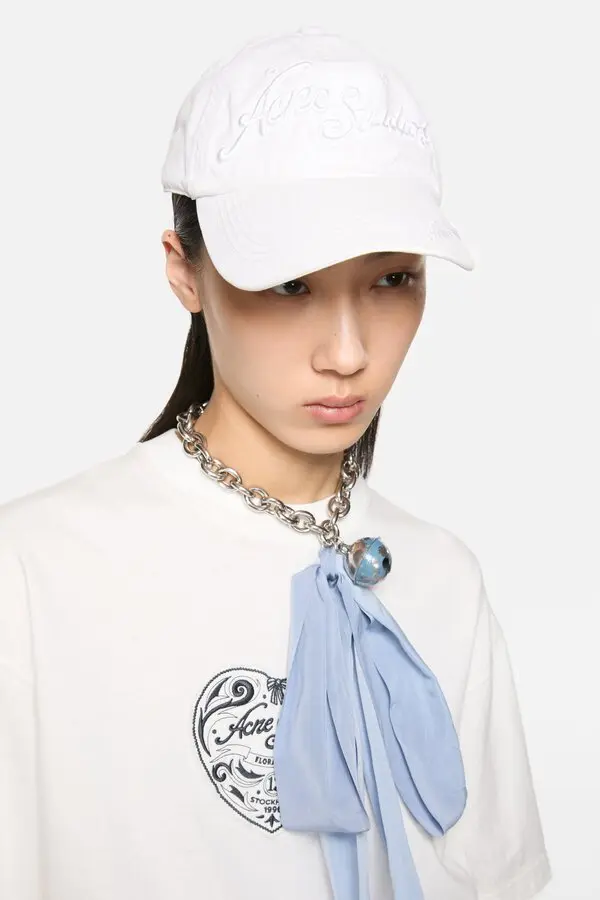 Acne Studios Embroidered Logo Baseball Cap - White