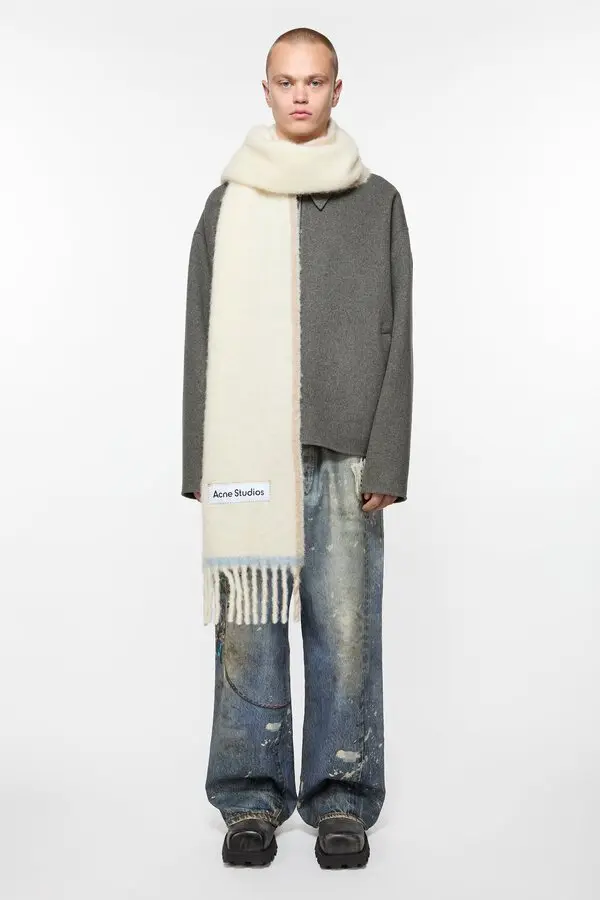 Acne Studios Wool Fringe Scarf - White