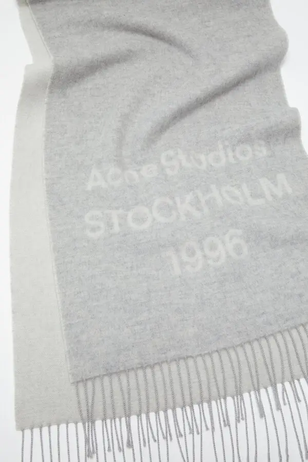 Acne Studios Logo Scarf Wide - Light Grey Melange,white