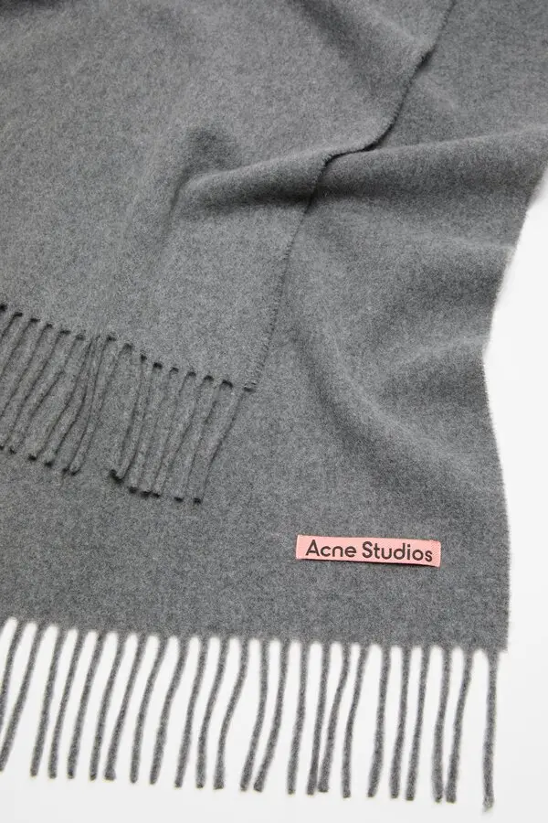 Acne Studios Fringe Wool Scarf – Narrow - Grey Melange